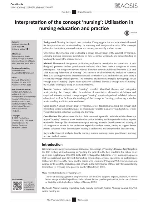 Pdf Interpretation Of The Concept ‘nursing Utilisation In Nursing Education And Practice