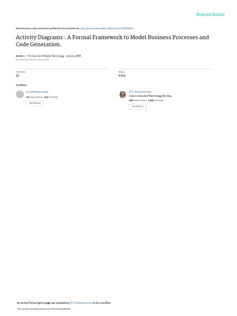 Activity Diagrams A Formal Framework To Model Busi Pdf Computer Program Programming