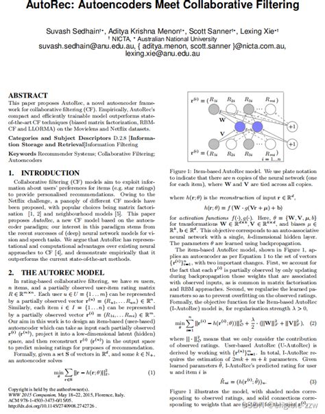 1autorec Autoencoders Meet Collaborative Filtering论文解读以及autorec代码实现pytorch Csdn博客