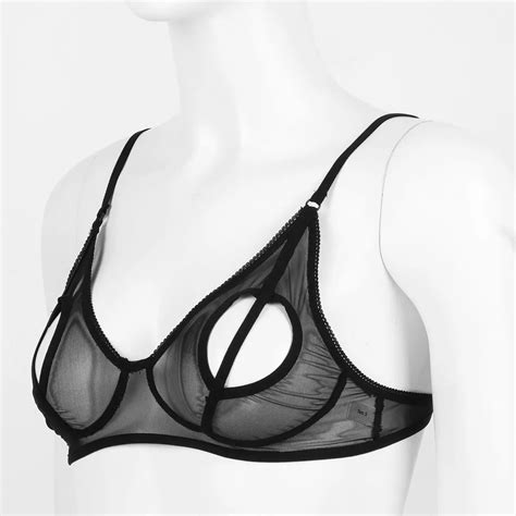 Women Sexy Bras See Through Sheer Mesh Lingerie Adjustable Spaghetti