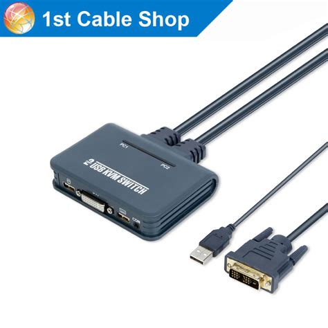 USB DVI Switch 2 Port USB DVI KVM Switch Switcher 2X1 With Desktop Controller For PC Laptop