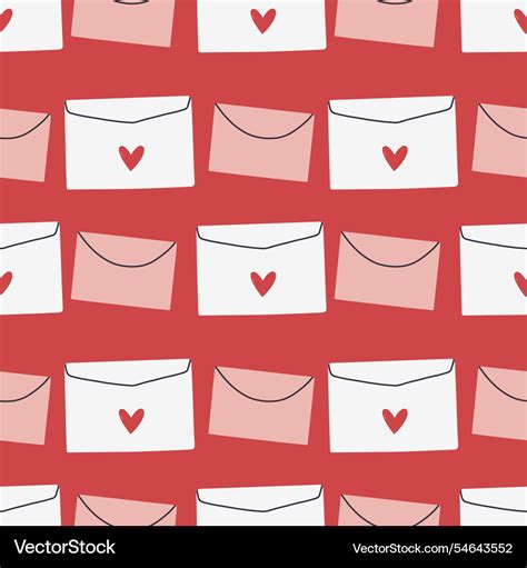 Envelope Seamless Pattern Valentines Day Mail Vector Image