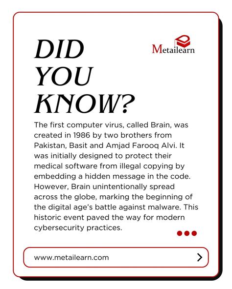 Metailearn 🧠 Did You Know The First Computer Virus Brain Emerged In 1986 Created By Two