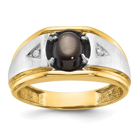 Ibgoodman 10k Two Tone Mens Polished Satin And Grooved Black Star Sap