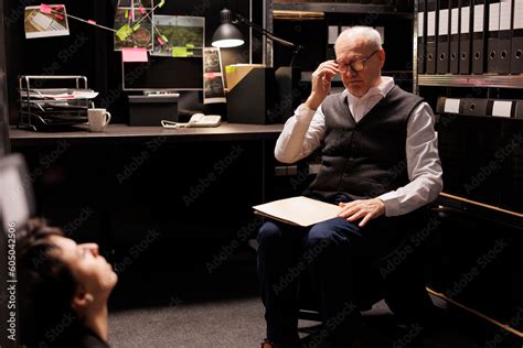 Police Officers Working Overtime At Missing Person Case Analyzing Confidential Criminology