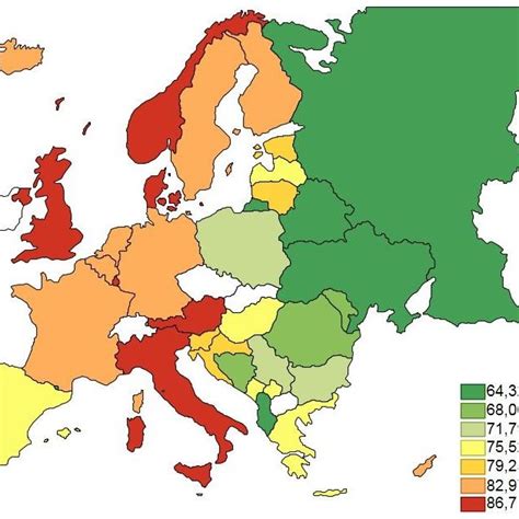 The Contours Of The Map Of Europe Intensity Value Social Globalization