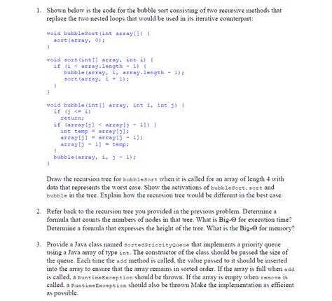 Solved 1 Shown Below Is The Code For The Bubble Sort