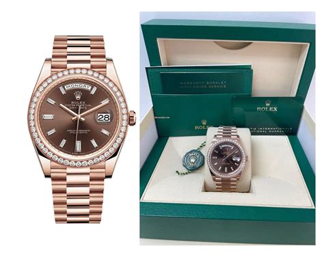 Rolex Everose Gold Day Date 40 Diamond Bezel Chocolate For 75000
