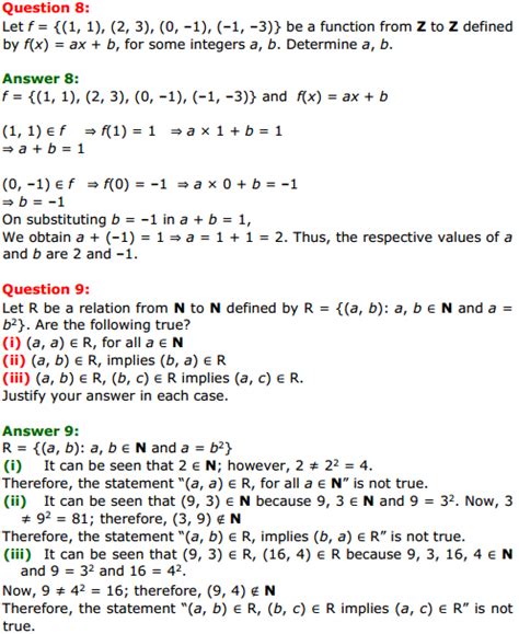NCERT Solutions For Class 11 Maths Chapter 2 Relations And Functions