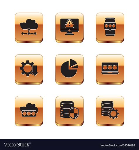 Set Network Cloud Connection Password Protection Vector Image