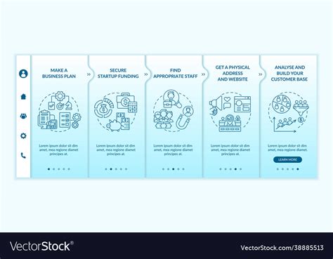Startup Launch Steps Onboarding Template Vector Image