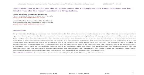Simulación Y Análisis De Algoritmos De Compresión Pdf Document