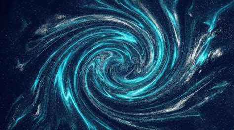 Abstract Swirling Vortex Of Glowing Blue Energy In Deep Space Stock