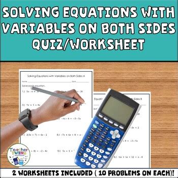 Solving Equations With Variables On Both Sides Quiz Worksheet By Teacher Twins