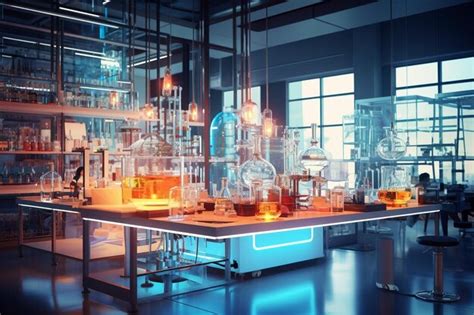 Premium Ai Image A Laboratory With A Lot Of Chemical Elements