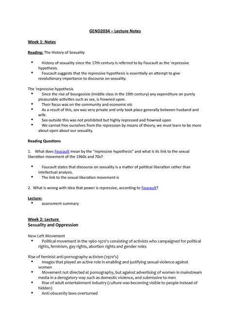 GEND Weeks GEND Lecture Notes Week Notes Reading The History Of