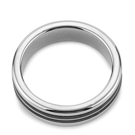 Carbon Fiber And Titanium Inlay Tungsten Band 6mm New York Jewelers