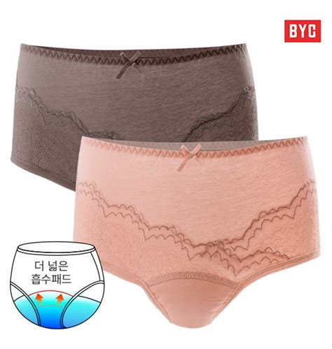 Byc Byc 여성용 더안심 순면 요실금팬티 2매입 흡수패드강화 대용량 샘방지 안심팬 티몬