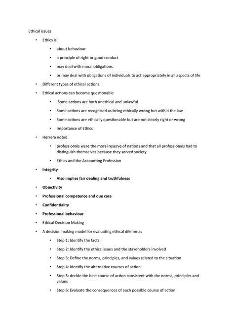 Ethical Issues Lecture Notes Ethical Issues Ethics Is About Behaviour A Principle Of Right