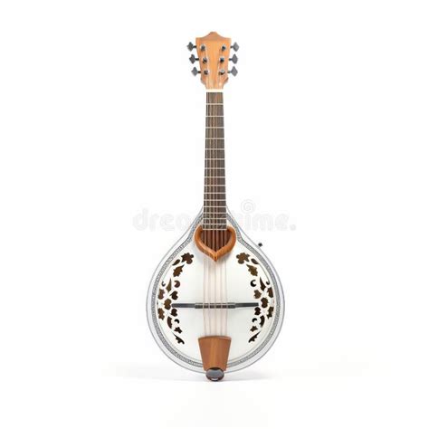 Exquisite Mandolin With Delicate Floral Patterns On White Background