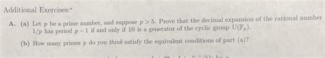 Solved Additional Exercises A A Let P Be A Prime Chegg Com