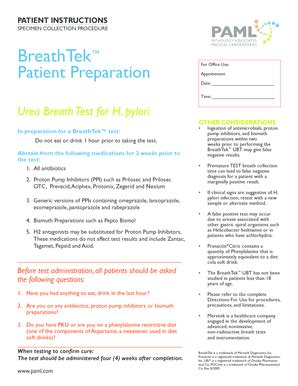 Breathtek Urea Breath Test Instructions Blank Fillable Template