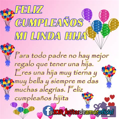 🎂🎁🎊🎉 Para Todo Padre No Hay Mejor Regalo Que Tener Una Hija Eres Una Hija Muy Tierna Y Muy