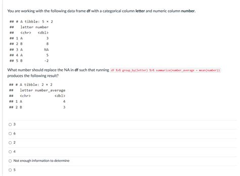 solved you are working with the following data frame df with
