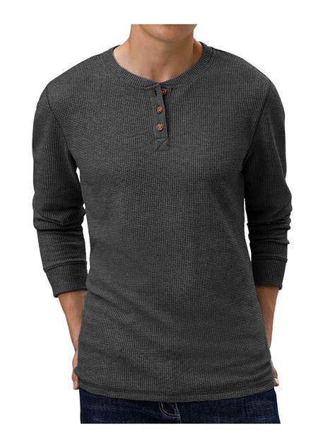 Anygrew Mens Shirts Long Sleeve Henley Shirt Waffle Shirt For Men