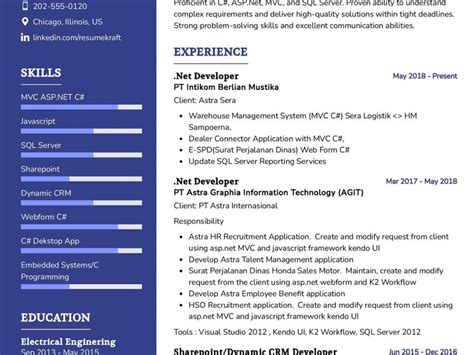 Dot Net Developer Resume Example In 2025 Resumekraft