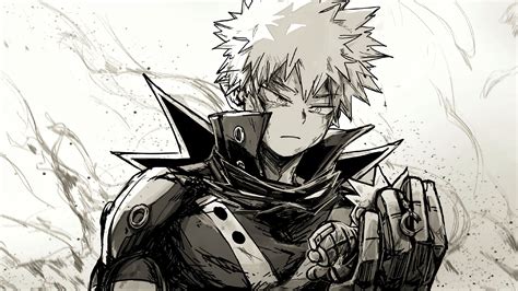Black And White Of Boku No Hero Academia Katsuki Bakugou 4k 5k Hd My Hero Academia Wallpapers