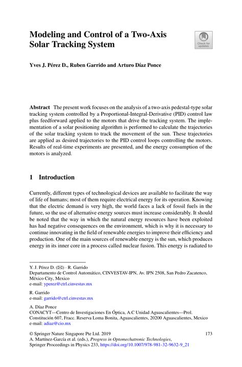 Pdf Modeling And Control Of A Two Axis Solar Tracking System