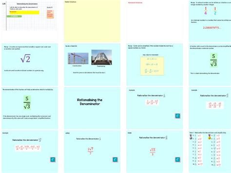 Rationalising The Denominator Maths Gcse Powerpoint And Activinspire