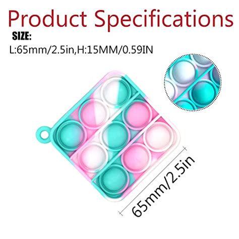 12 Pcs Mini Pop Fidget Toy Pack Simple Bubble Sensory Keychain Toys Silicone Squeeze Stress