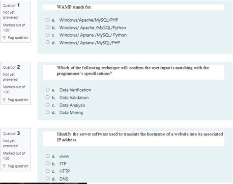 Solved WAMP Stands For Question 1 Not Yet Answered Marked Chegg
