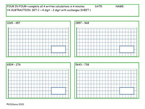 Y4 Maths Arithmetic Subtraction Teaching Resources