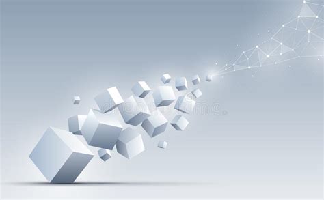 3d Cubes Floating To Connect With An Abstract Geometric Polygonal