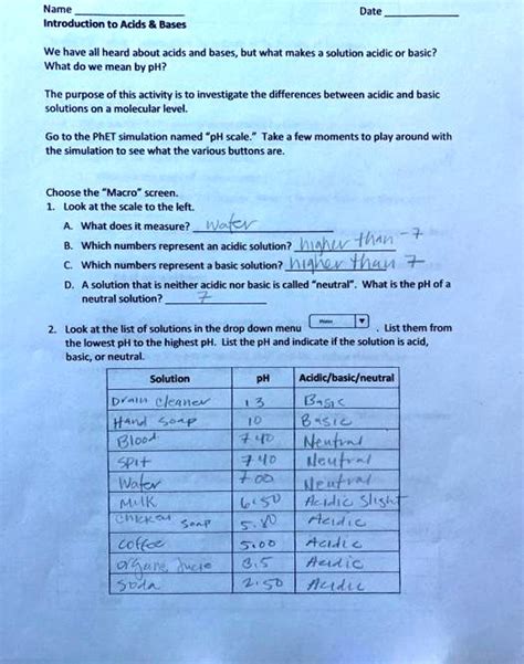 SOLVED Date Name Introduction To Acids And Bases We Have All Heard About Acids And Bases But