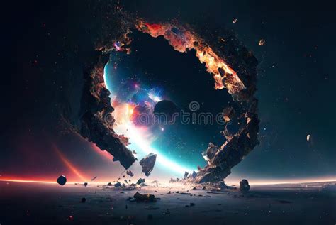 Strange Physics Of Distant Worlds In Universe Collapse Of 4d Space In 3d Stock Image Image Of