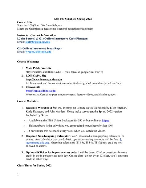 S22 Stat100 Syllabus Stat 100 Syllabus Spring 2022 Course Info Statistics 100 Stat 100 3