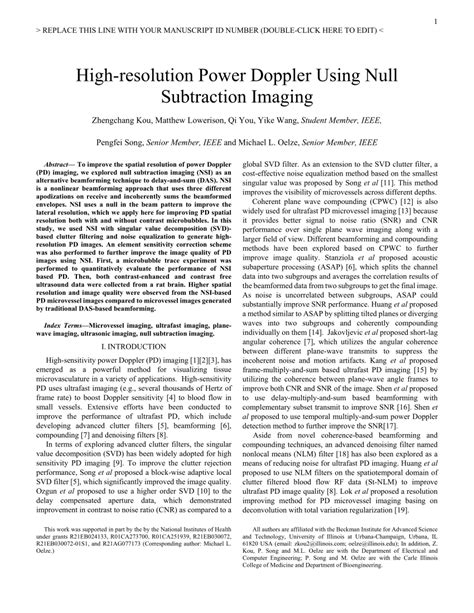 Pdf High Resolution Power Doppler Using Null Subtraction Imaging