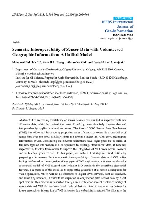 Pdf Semantic Interoperability Of Sensor Data With Volunteered