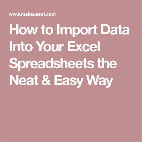 Import Data Into Excel Spreadsheets Easily