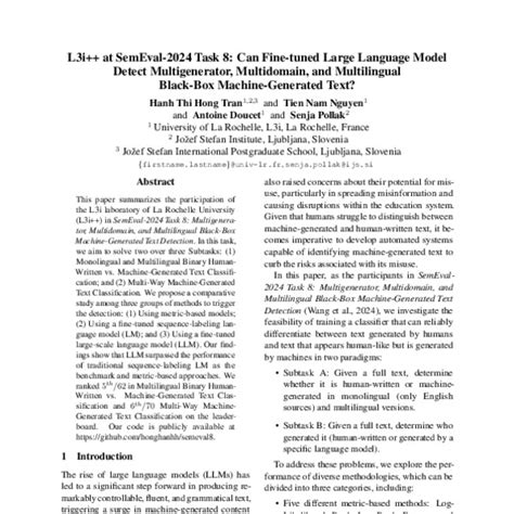 L3i At Semeval 2024 Task 8 Can Fine Tuned Large Language Model Detect Multigenerator