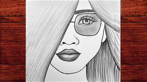 Karakalem Gözlüklü Kız Çizimi Güzel Bir Kız Nasıl Çizilir Çizim