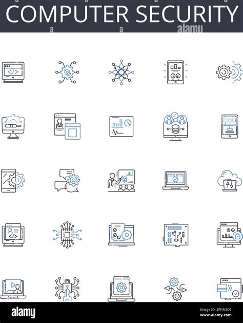 Computer Security Line Icons Collection Data Protection Nerk Safety Access Control