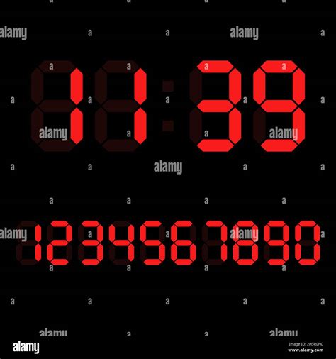 Digtal Number Clock Vector Isolated Timer Ler Red Screen Alarm Board Stock Vector Image Art