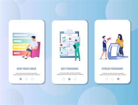 Premium Vector Overweight Mobile App Onboarding Screens Vector Template