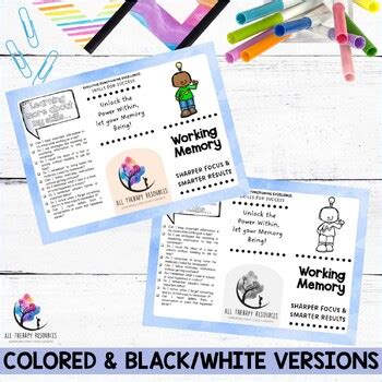 BROCHURE Working Memory Executive Functioning Skills By All Therapy Resources