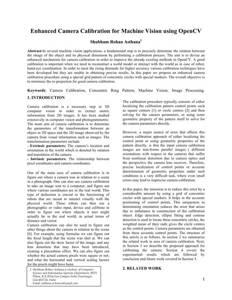 Pdf Enhanced Camera Calibration For Machine Vision Using Opencv